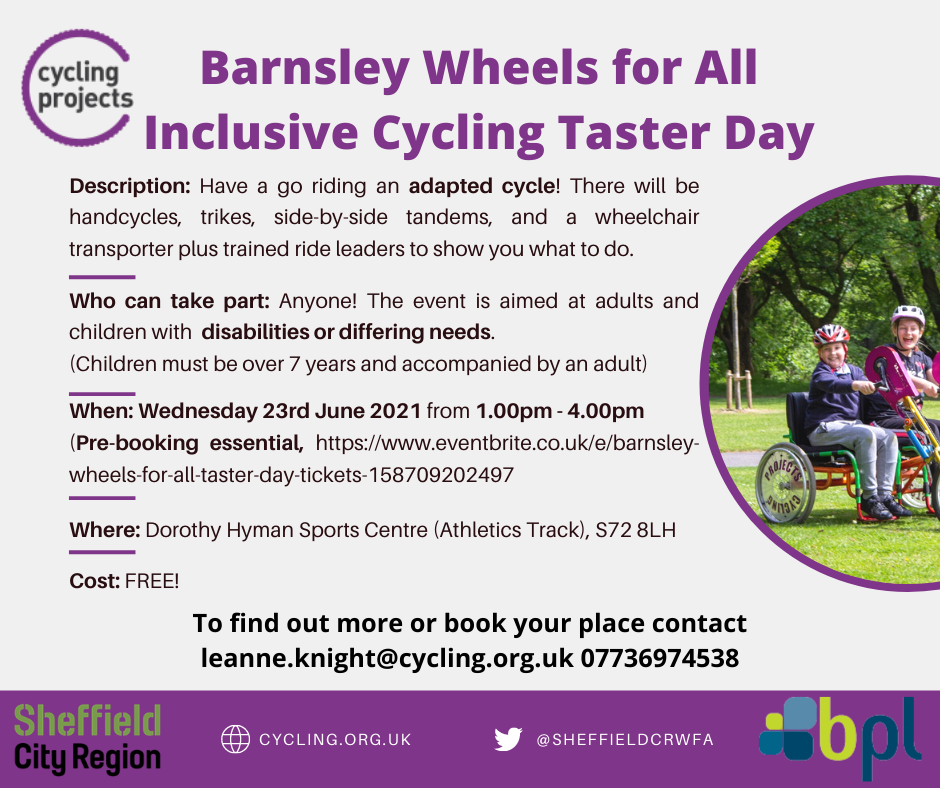 Free Inclusive Cycling Event in Barnsley - Wednesday 23rd June | Wheels ...