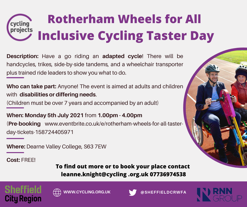 Free Inclusive Cycling Event in Rotherham - Monday 5th July | Wheels ...